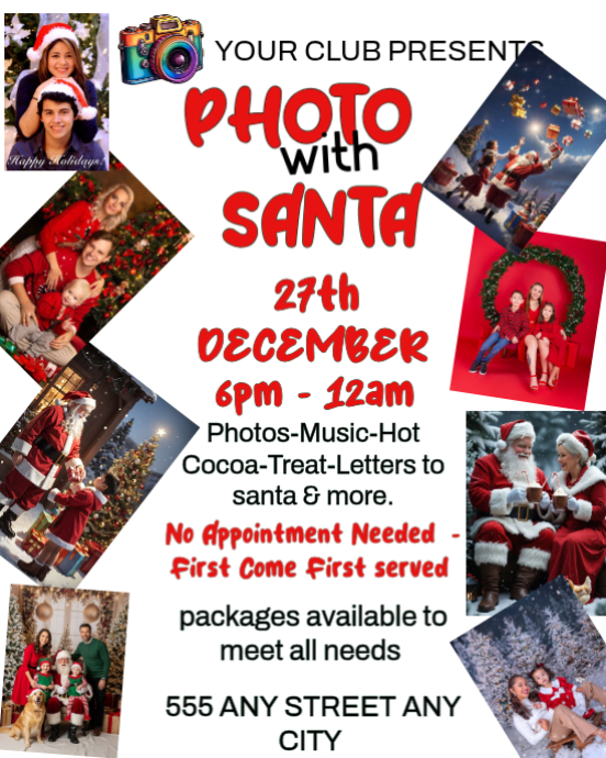 White Maximalist Photo With Santa Instagram Portrait Template ...