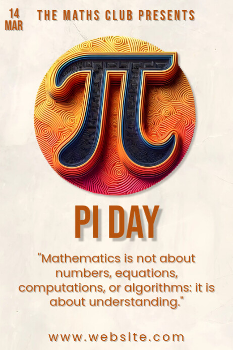 White Maximalist Pi Day Poster Template | PosterMyWall