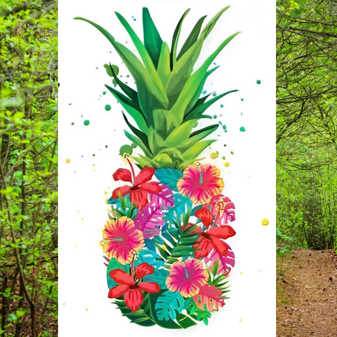 White Maximalist Pineapple Instagram Post Template | PosterMyWall