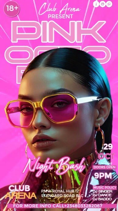 White Maximalist Pink October Night Bash Digital Display (9:16 ...