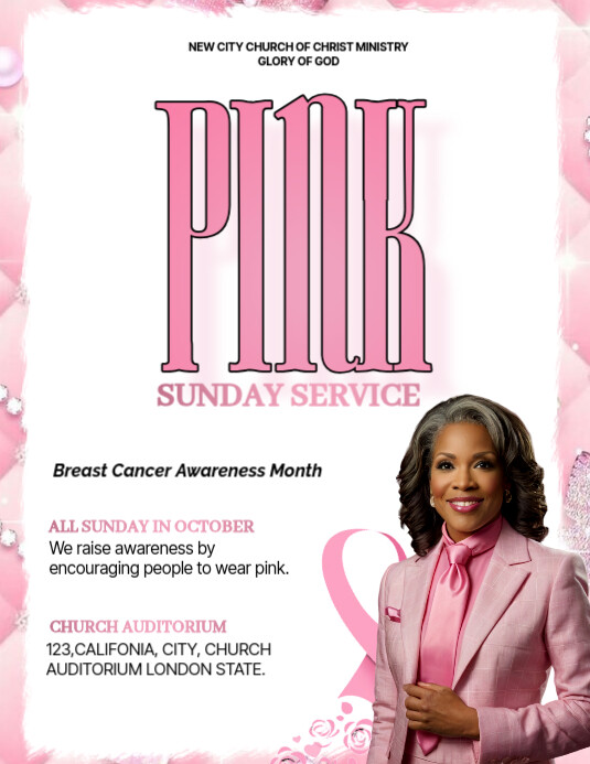 Plantilla de White Maximalist Pink Sunday Service Invitati | PosterMyWall