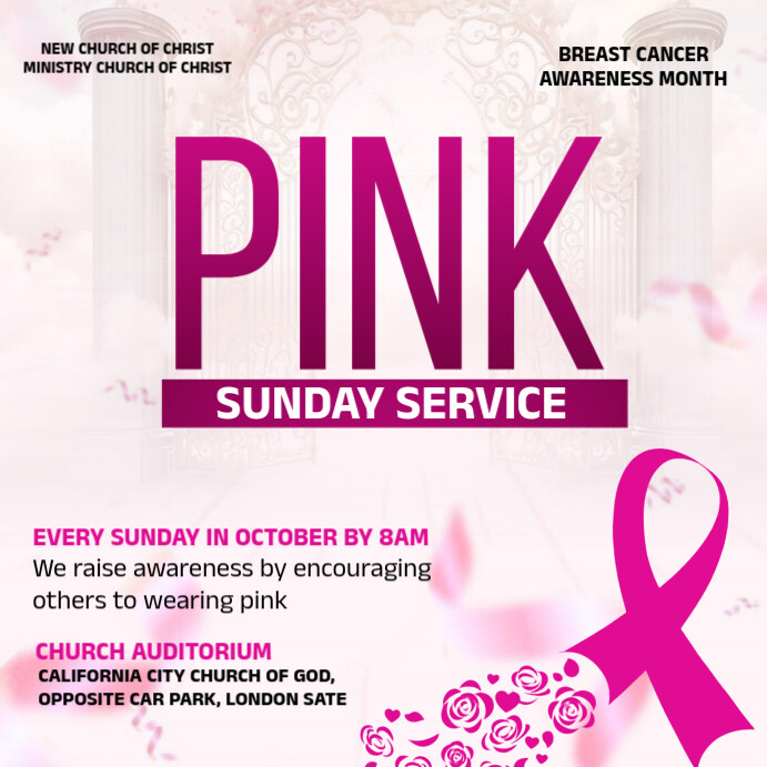 Copy of White Maximalist Pink Sunday Service Invitati | PosterMyWall