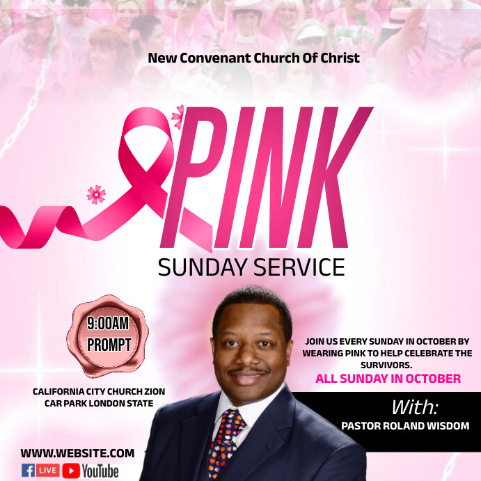 Copy of White Maximalist Pink Sunday Service Invitati | PosterMyWall