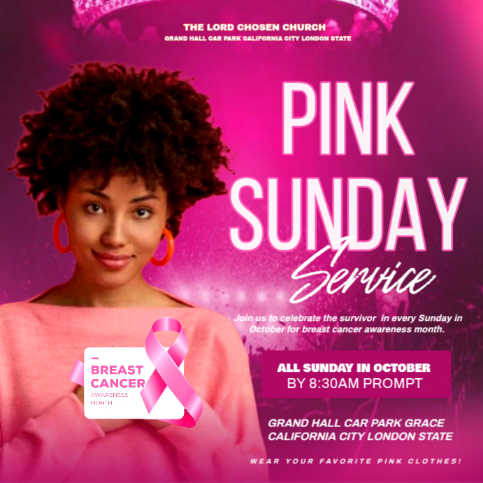 White Maximalist Pink Sunday Service Template Design Instagram Post ...