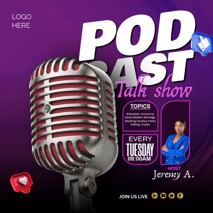 Plantilla de White Maximalist Podcast Talk Show Ads Template Instagram ...