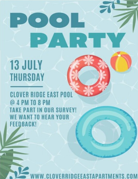 White Maximalist Pool Party Flyer (us Letter) Templat | PosterMyWall