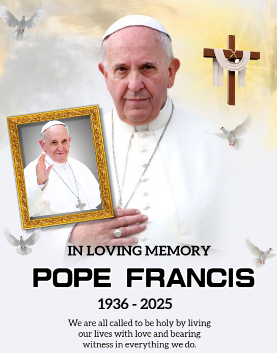 White Maximalist Pope Francis Tribute Poster/wallboard Template ...