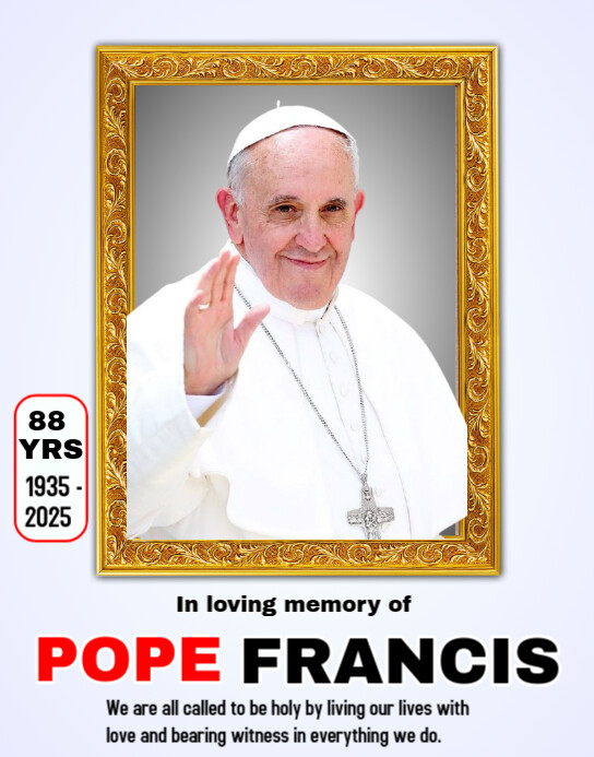 White Maximalist Pope Obituary Flyer Poster/wallboard Templat ...