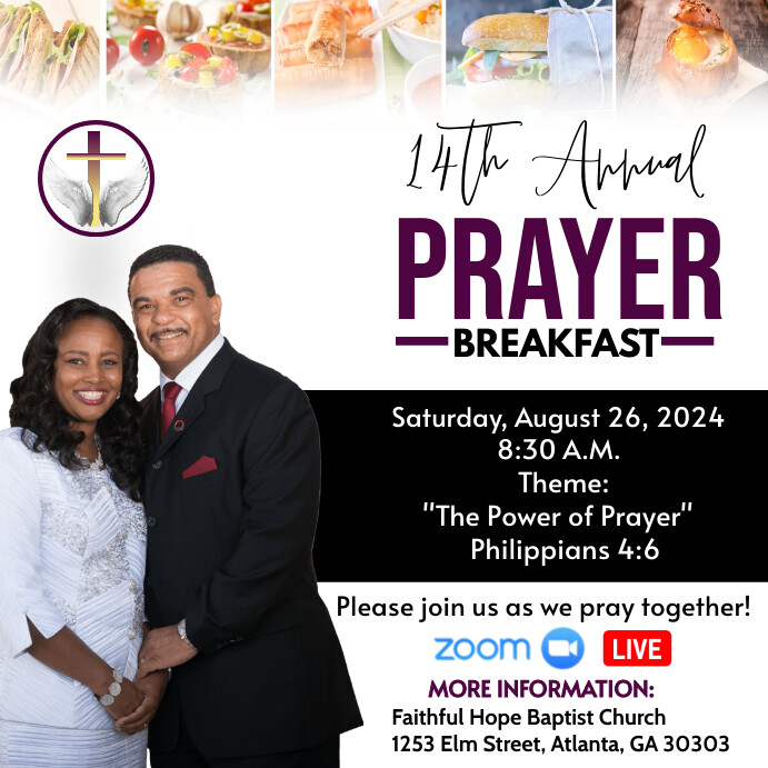 Copy of White Maximalist Prayer Breakfast Instagram | PosterMyWall