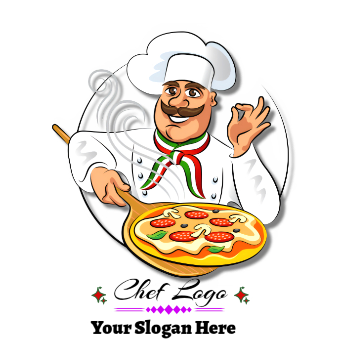 White Maximalist Professional Chef Logo Template For Restaurant, Cafe ...