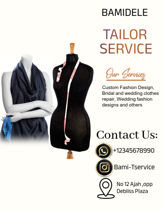 White Maximalist Professional Tailor Service Promotion Design Flyer (us Letter) Template ...