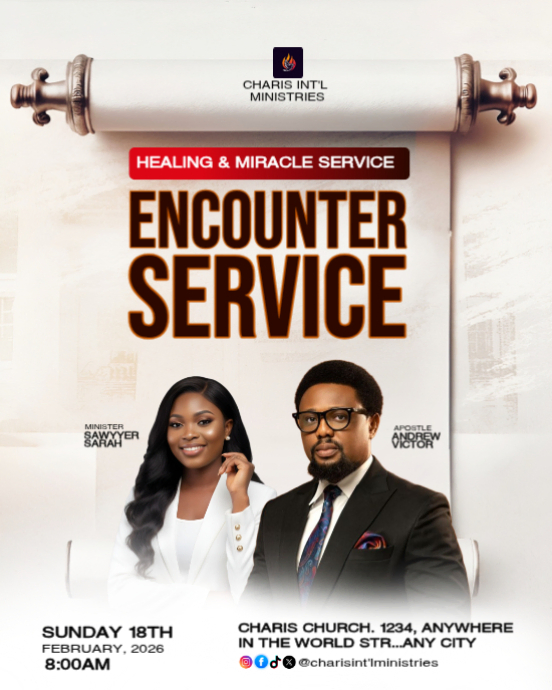 White Maximalist Prophetic Encounter & Miracle Service Church Flyer ...
