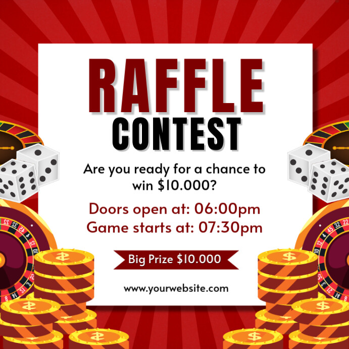 White Maximalist Raffle Instagram Post Templat | PosterMyWall