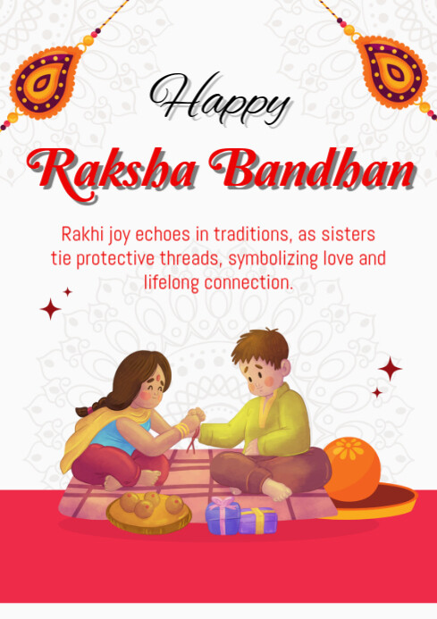 White Maximalist Raksha Bandhan Day Celebration A4 Template | PosterMyWall