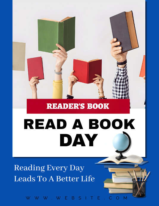 White Maximalist Read A Book Day Flyer (us Le Template | PosterMyWall