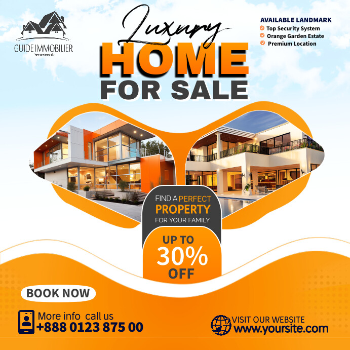 White Maximalist Real Estate Ad House For Sal Template | PosterMyWall