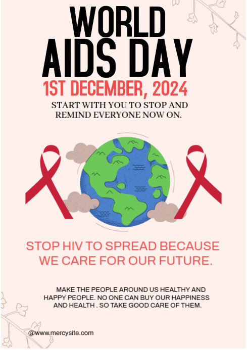 White Maximalist Red And White World Aid Day A2 Template | PosterMyWall