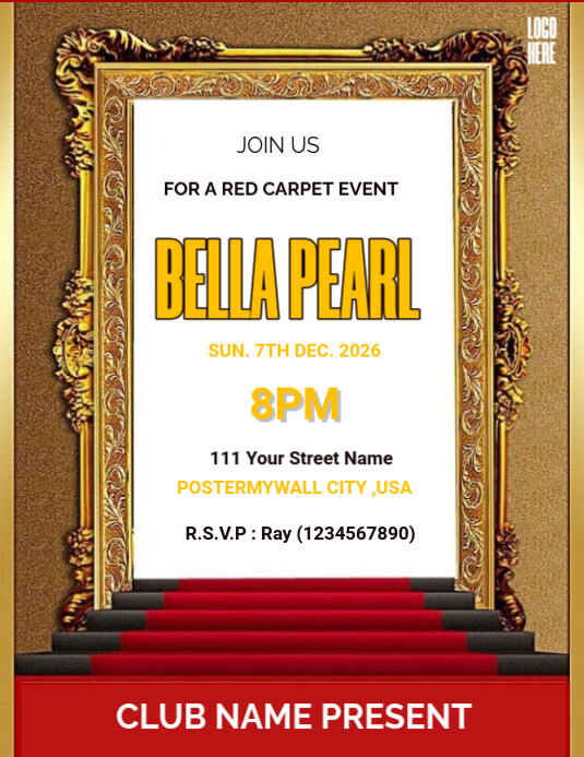 White Maximalist Red Carpet Event Flyer (us Letter) Template | PosterMyWall