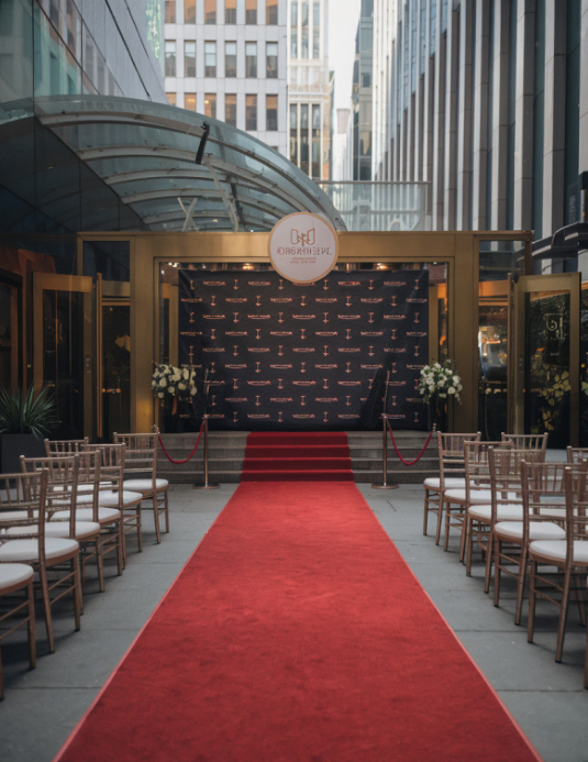 White Maximalist Red Carpet Wedding Entrance Flyer (us Letter) Template ...