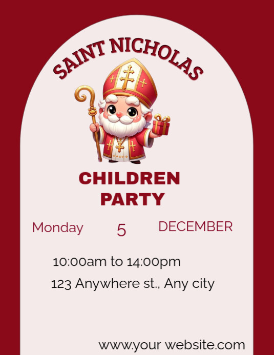 Copy of White Maximalist Red Colourful Saint Nicholas Children Party ...