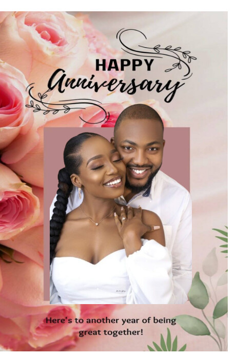 White Maximalist Red Floral Background Of Happy Wedding Anniversary Design With The Picture Size ...