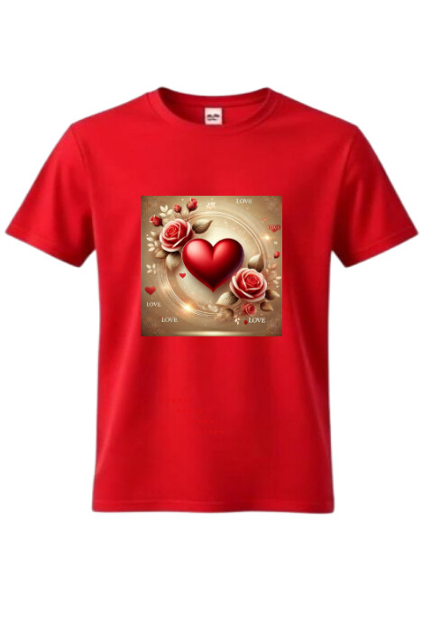 White Maximalist Red Love Symbol On A Golden Background Red T-shirt ...