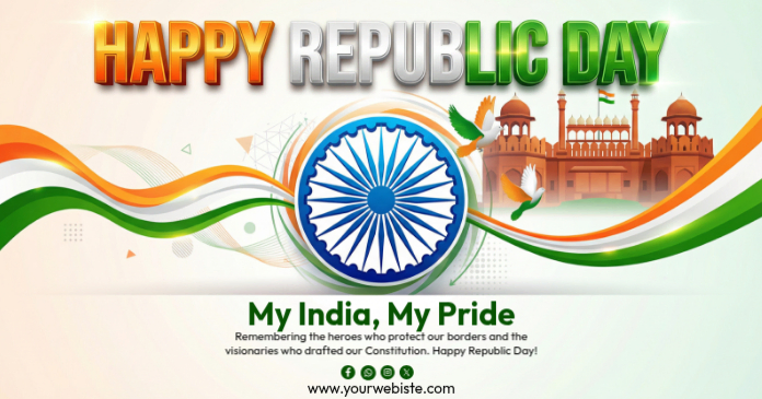White Maximalist Republic Day Facebook Shared Image Template | PosterMyWall