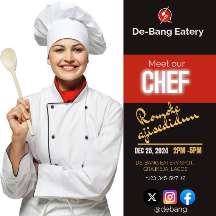 White Maximalist Restaurant Meet Our Chef Instagram Post Template ...