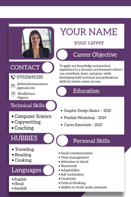 White Maximalist Resume Poster Template | PosterMyWall