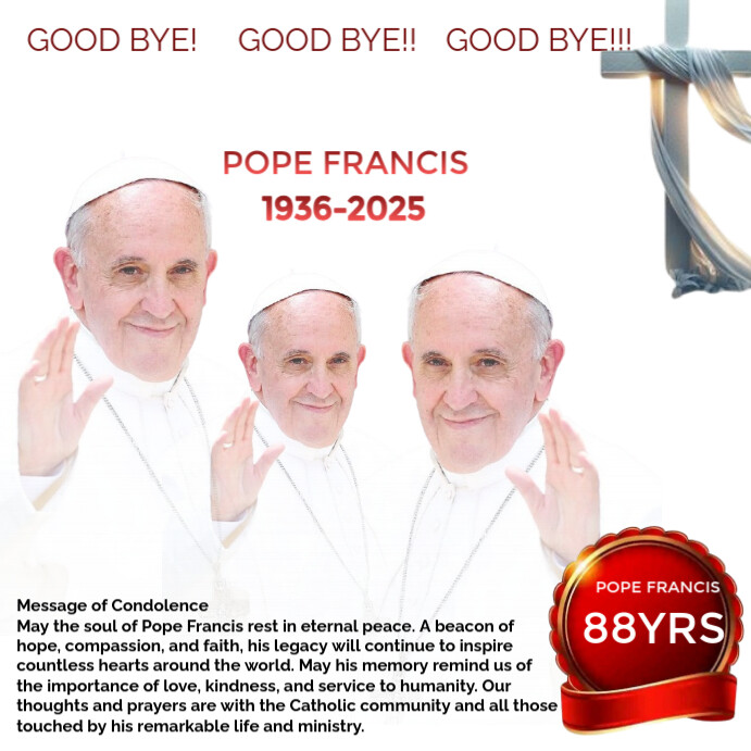 White Maximalist Rip Pope Francis Instagram Post Template | PosterMyWall