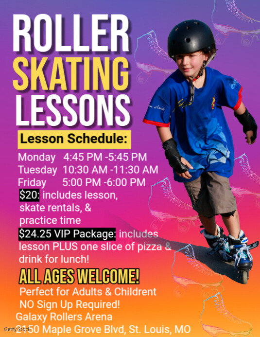 Copy of White Maximalist Roller Skating Lessons Flyer (us Letter ...