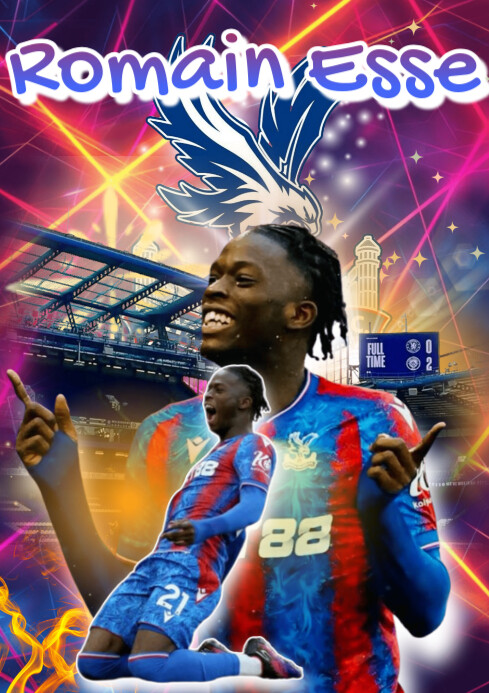Copy of White Maximalist Romain Esse Crystal Palace Football Player A4 ...