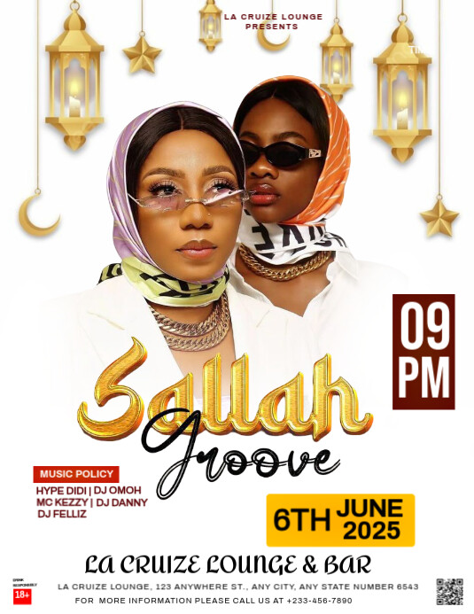 White Maximalist Sallah Groove Flyer (us Letter) Template | PosterMyWall