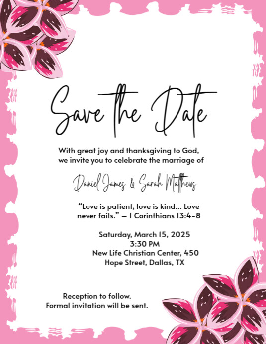 White Maximalist Save The Date Flyer (us Letter) Template | PosterMyWall