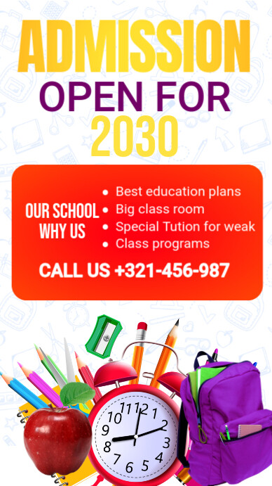 White Maximalist School Announcement Design Digital Display (9:16 ...