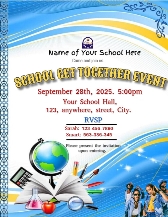 Copy of White Maximalist School Get Together Event Invite Flyer (us ...