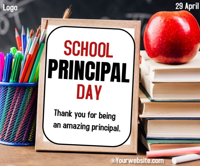 White Maximalist School Principal Day Online Design Flyer/template ...