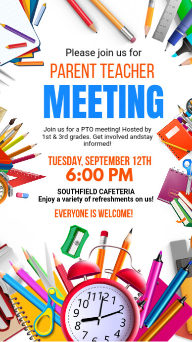 White Maximalist School Staff Meeting Invite Instagram Story Template ...