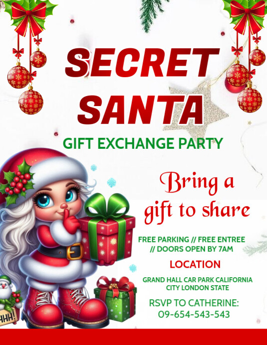 White Maximalist Secret Santa Invitation Template Design Flyer (us ...