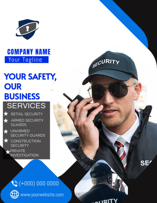 White Maximalist Security Services Flyer (us Template | PosterMyWall