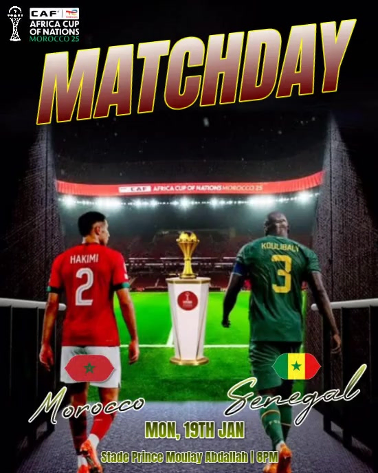 White Maximalist Senegal Vs Morocco Afcon Final Match Day Poster ...
