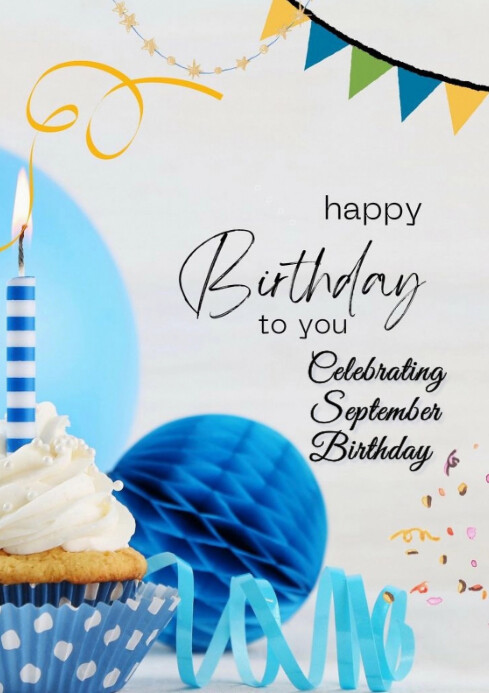 Copy of White Maximalist September Birthday A4 | PosterMyWall