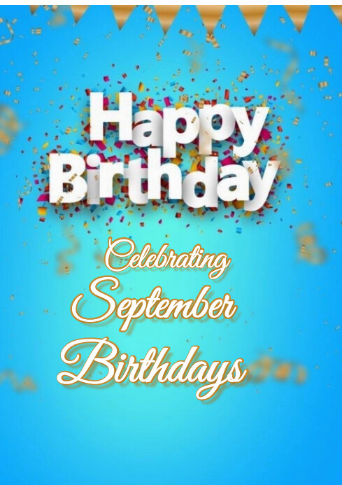 Plantilla de White Maximalist September Birthday A4 | PosterMyWall