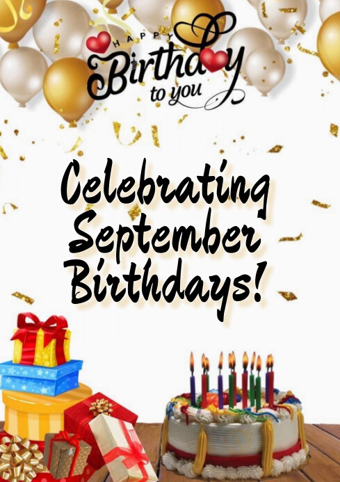 Copy of White Maximalist September Birthday A4 | PosterMyWall