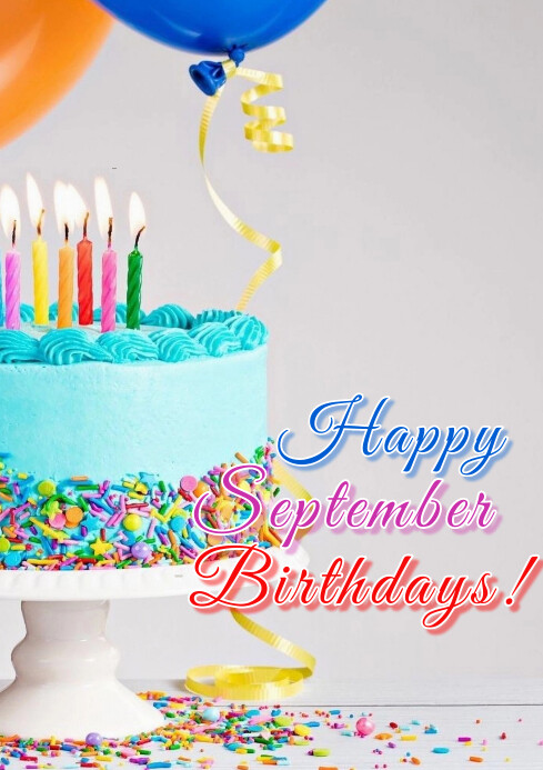 White Maximalist September Birthday A4 Template | PosterMyWall