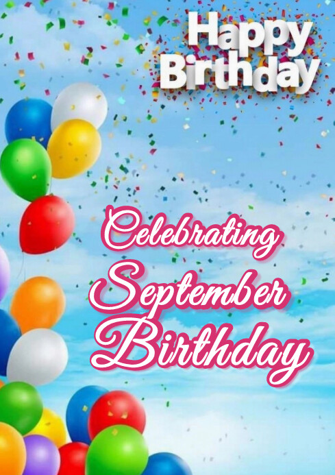 Copy of White Maximalist September Birthday A4 | PosterMyWall