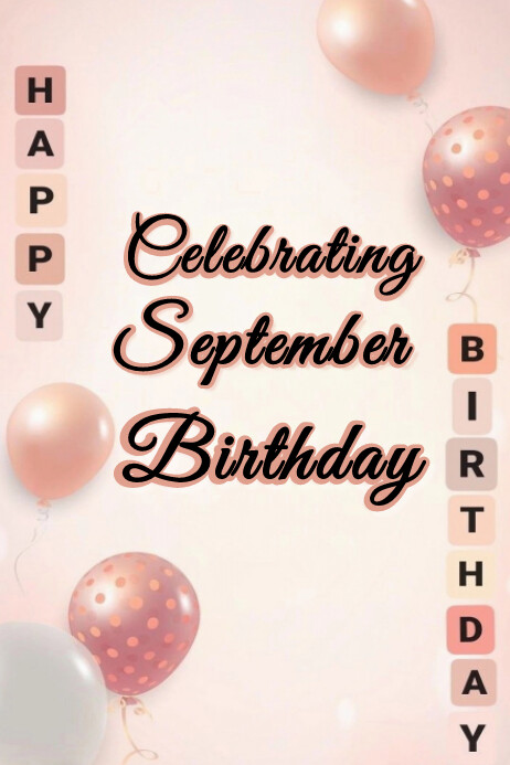 White Maximalist September Birthday Banner 4 Template | PosterMyWall