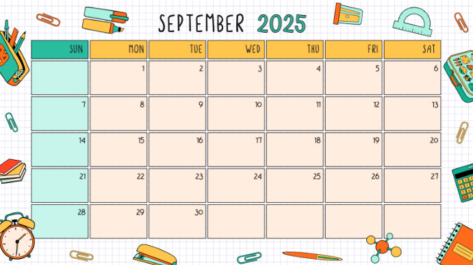 Copy of White Maximalist September Calendar Digital Display (16:9 ...