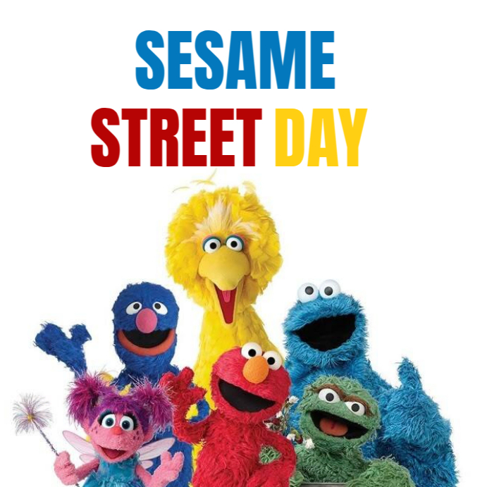 White Maximalist Sesame Street Day Instagram Post Template | PosterMyWall