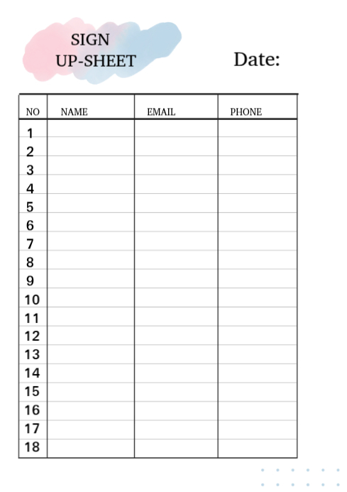White Maximalist Sign Up Sheet A4 Template | PosterMyWall